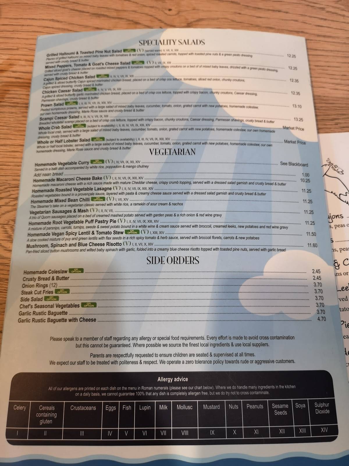 Menu at The Steamer Inn pub & bar, Shanklin