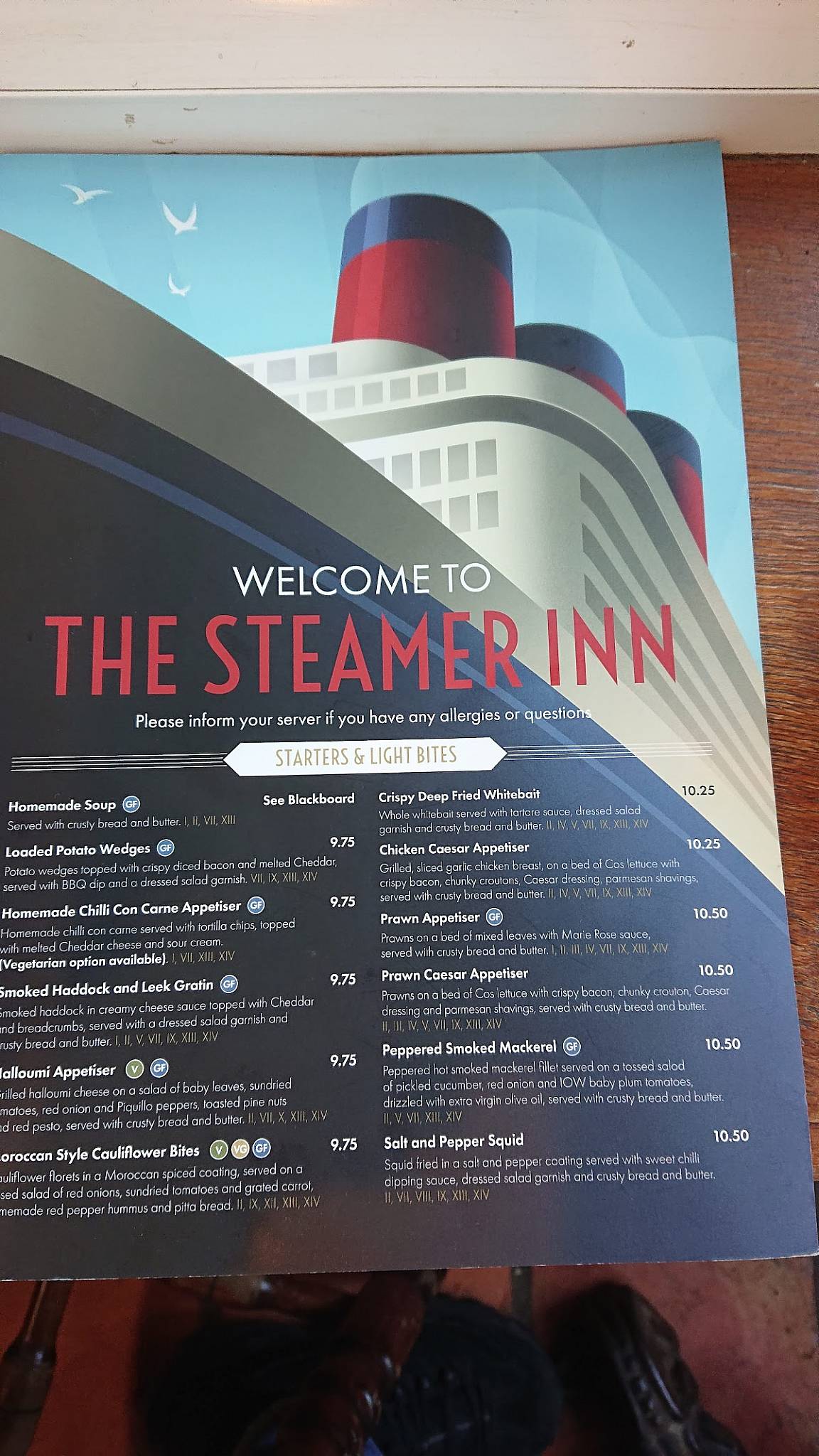 Menu at The Steamer Inn pub & bar, Shanklin
