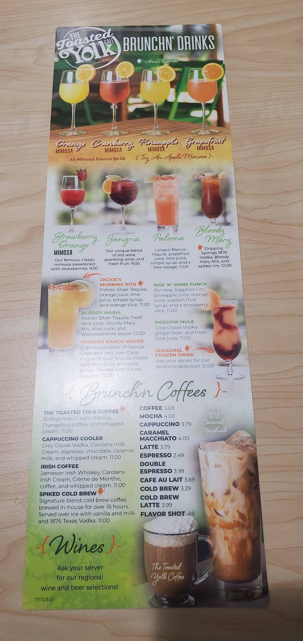 Menu at The Toasted Yolk Cafe, Little Rock