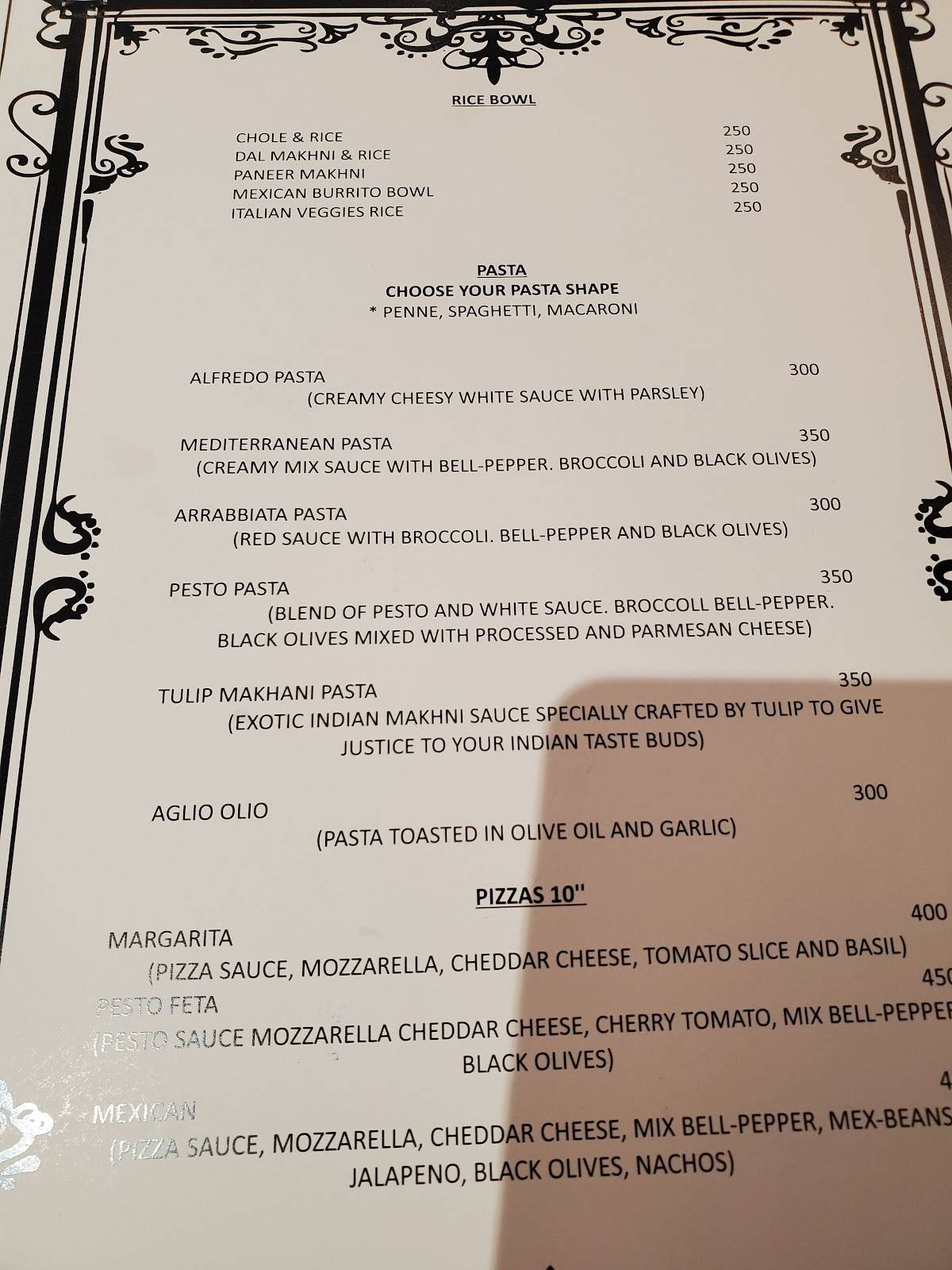 Menu at The Tulip Touch Café - Best café in town, Vadodara