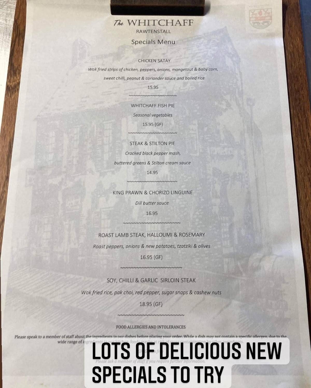 Menu at The Whitchaff Inn pub & bar, Rawtenstall