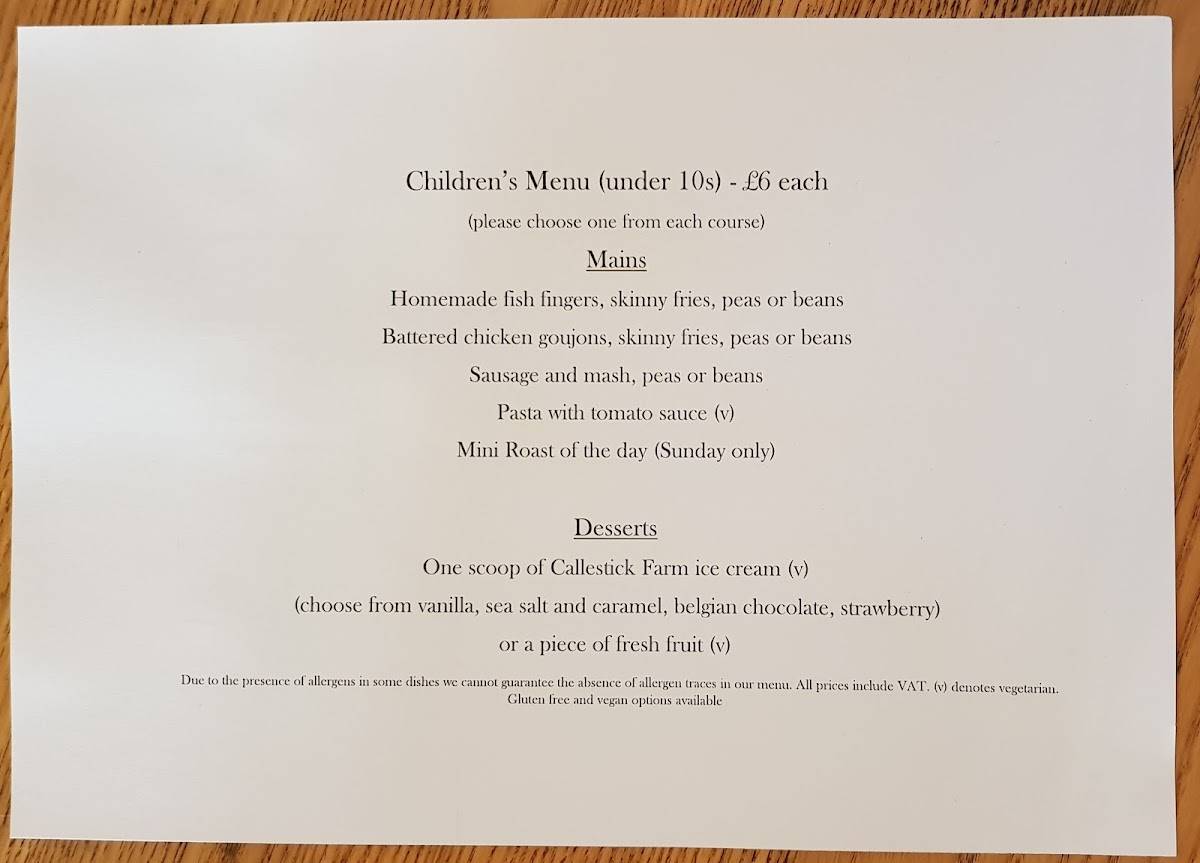 Menu at The Widdrington Inn pub & bar, Widdrington