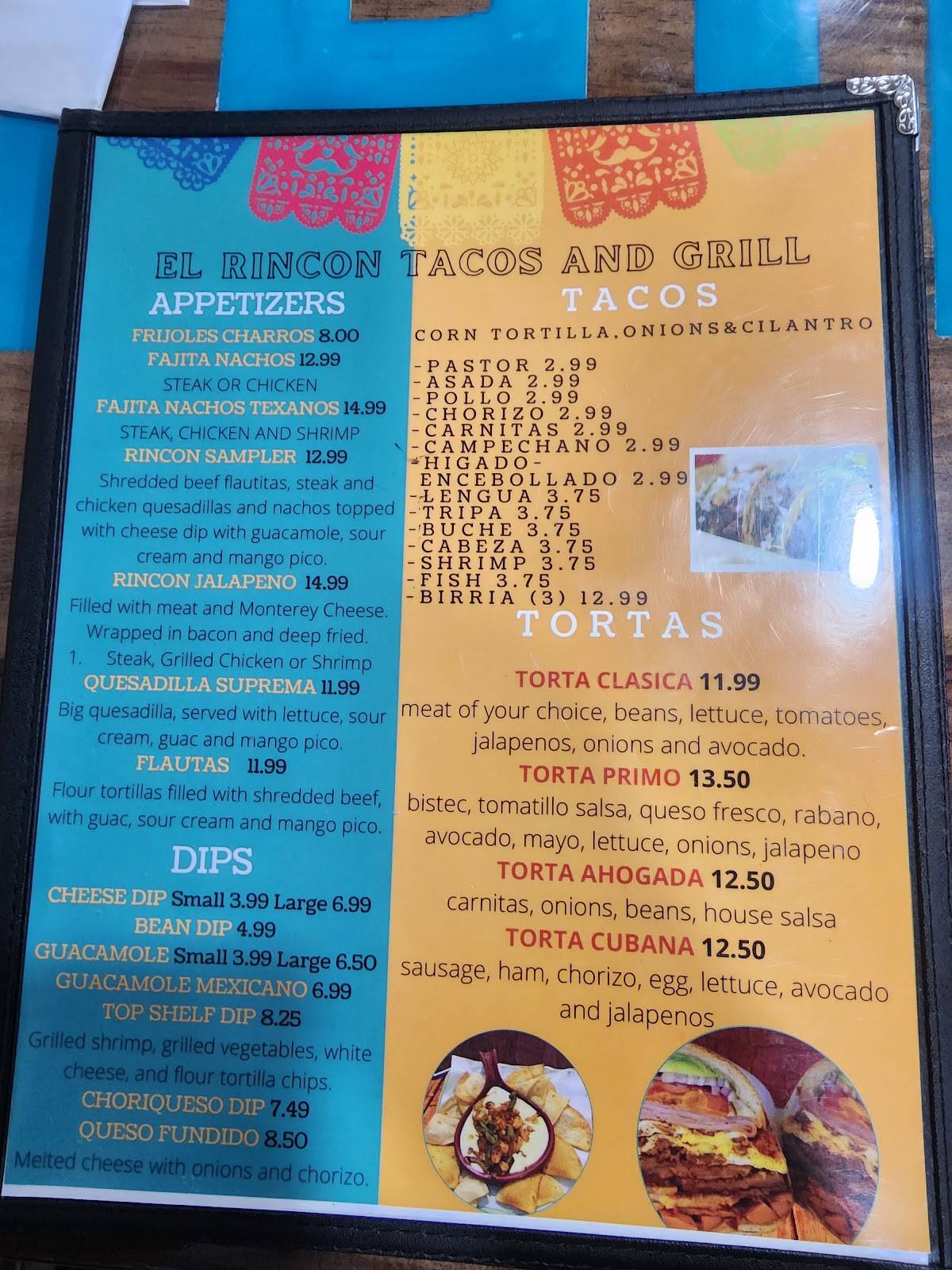 Menu at El Rincon Tacos & Grill restaurant, Theodore