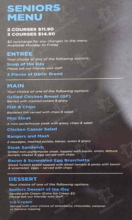Menu at The Tigers Clubhouse, Hoppers Crossing