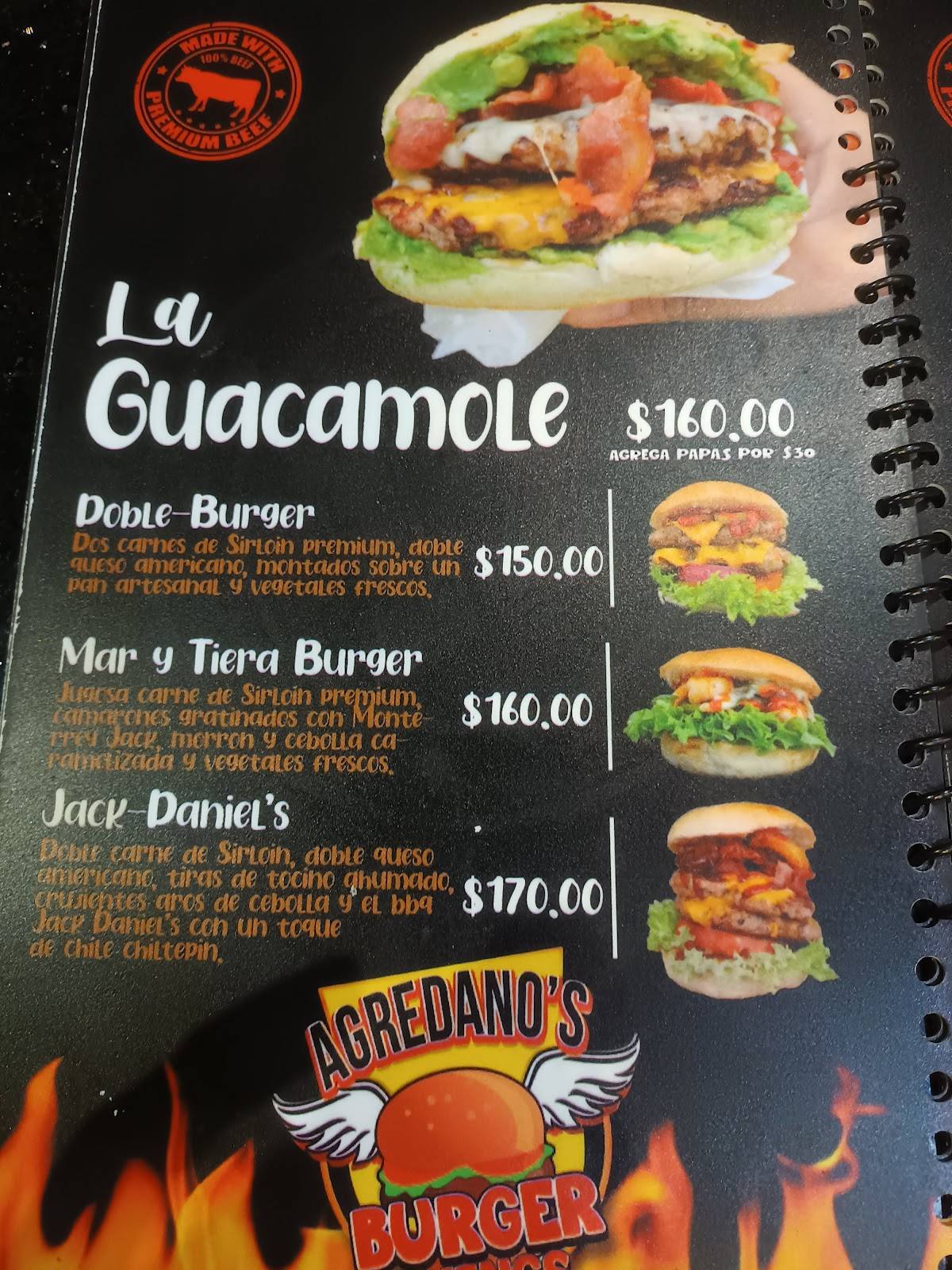 Carta del restaurante Agredano’s Burgers & Wing’s, Tijuana