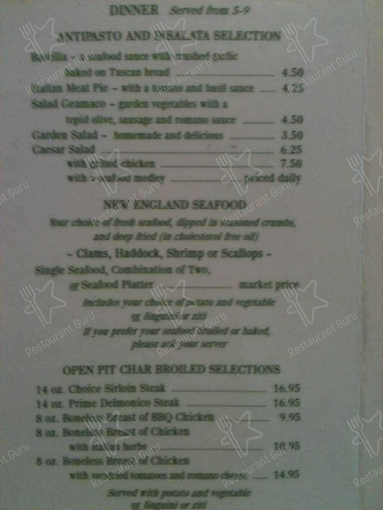 Menu at Traditions Italian Restaurant, Saco