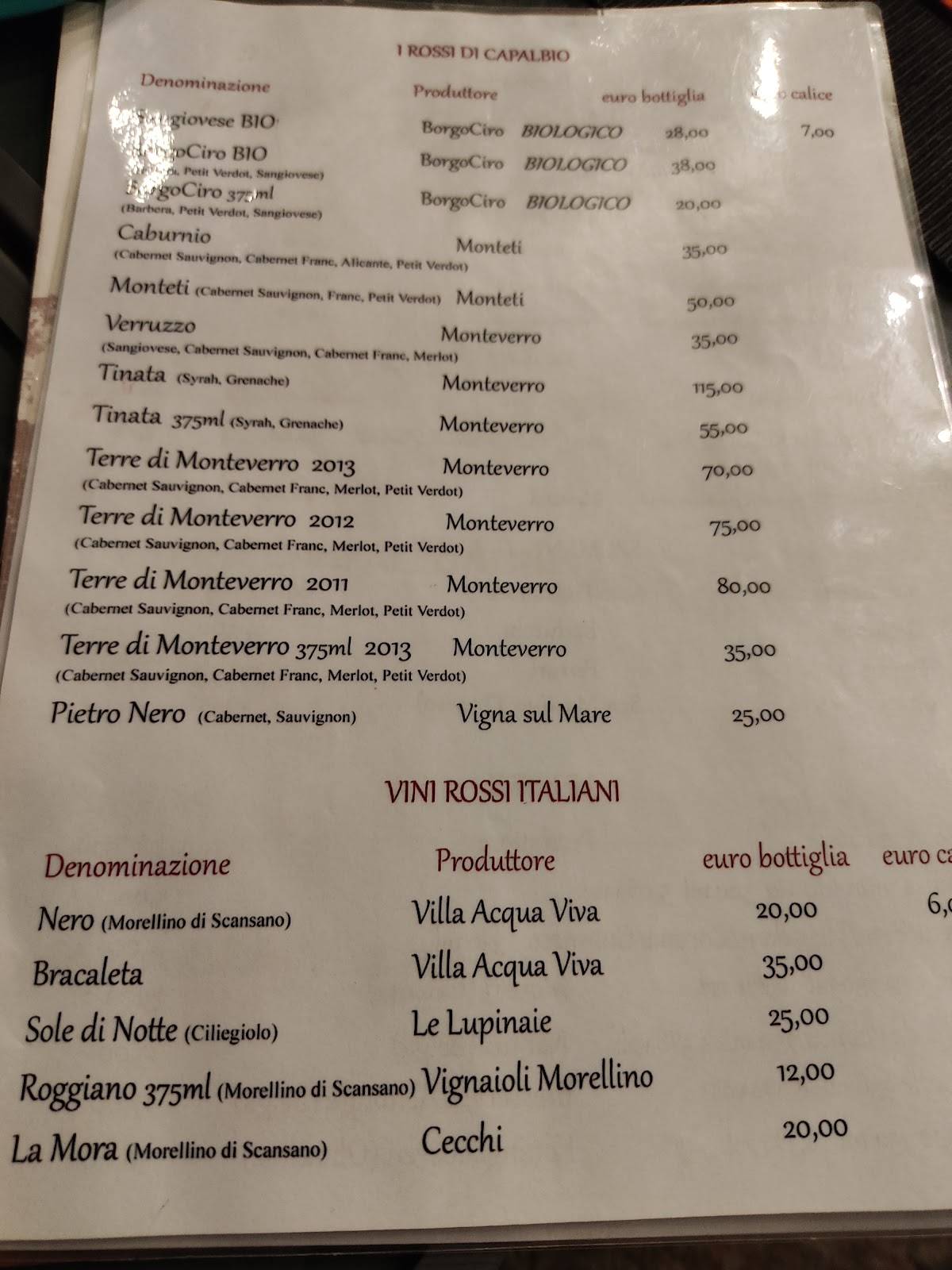 Menu da Trattoria Da Carla ristorante, Capalbio