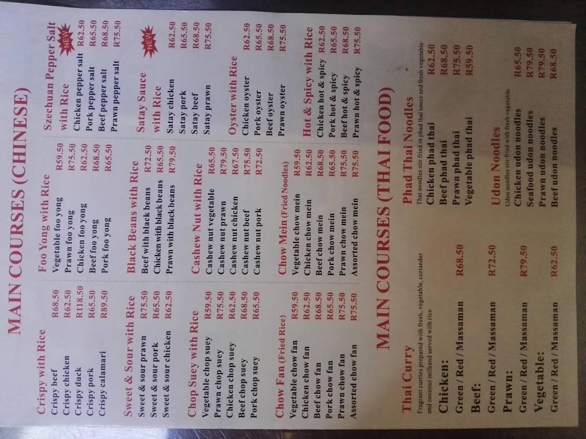Menu at Trologos Sushi Bar, Cape Town