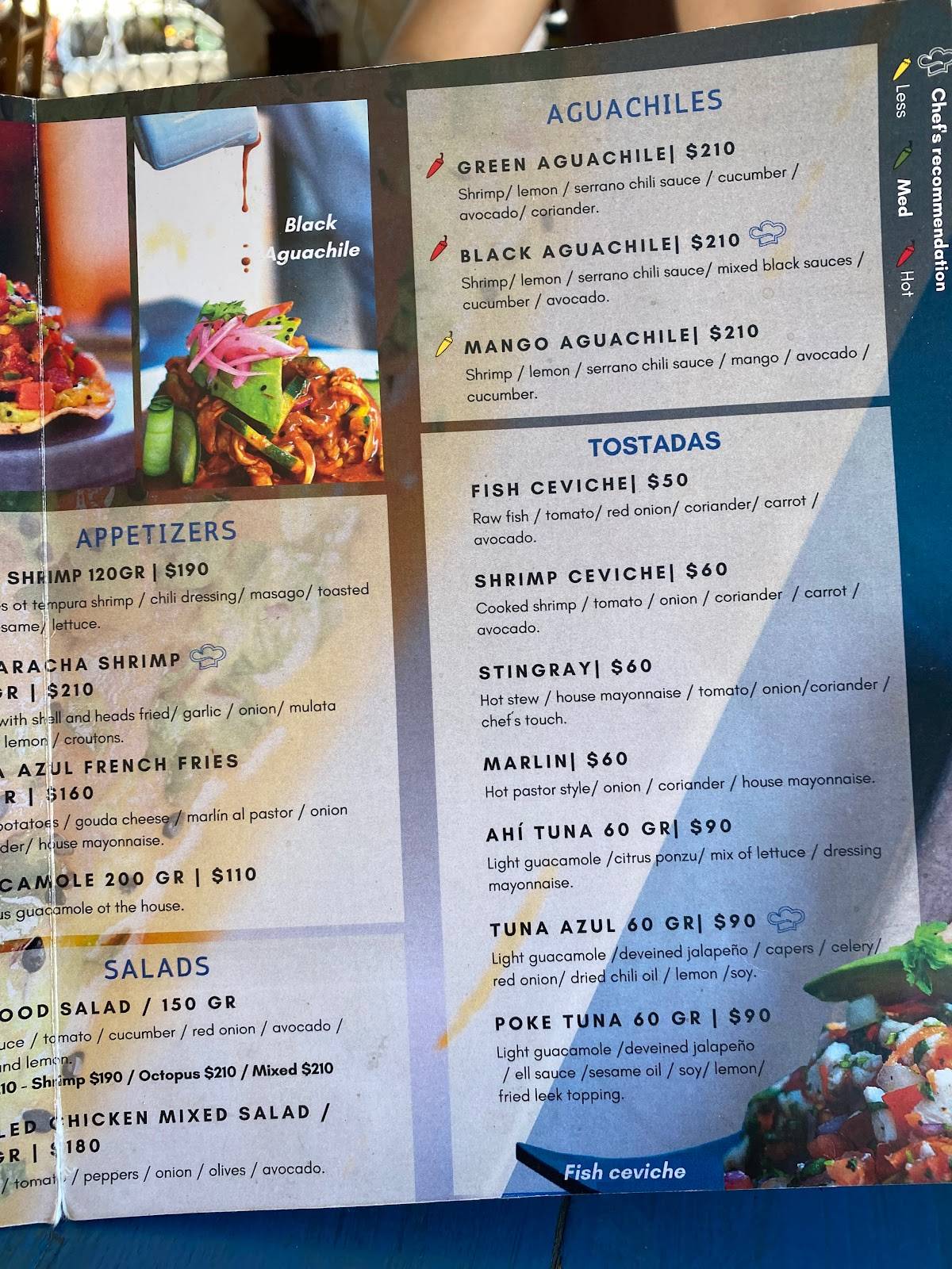 Menu at Tuna Azul Zona Romantica restaurant, Puerto Vallarta