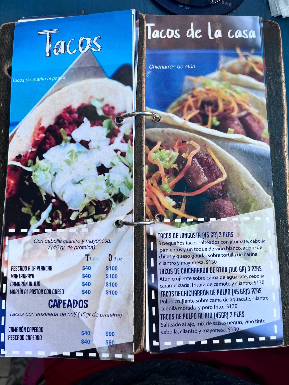Menu at Tuna Azul Zona Romantica restaurant, Puerto Vallarta