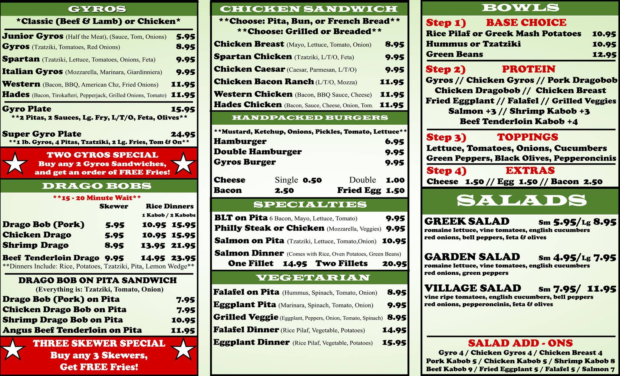 Menu at Tzatziki Greek Food (Hammond) restaurant, Hammond
