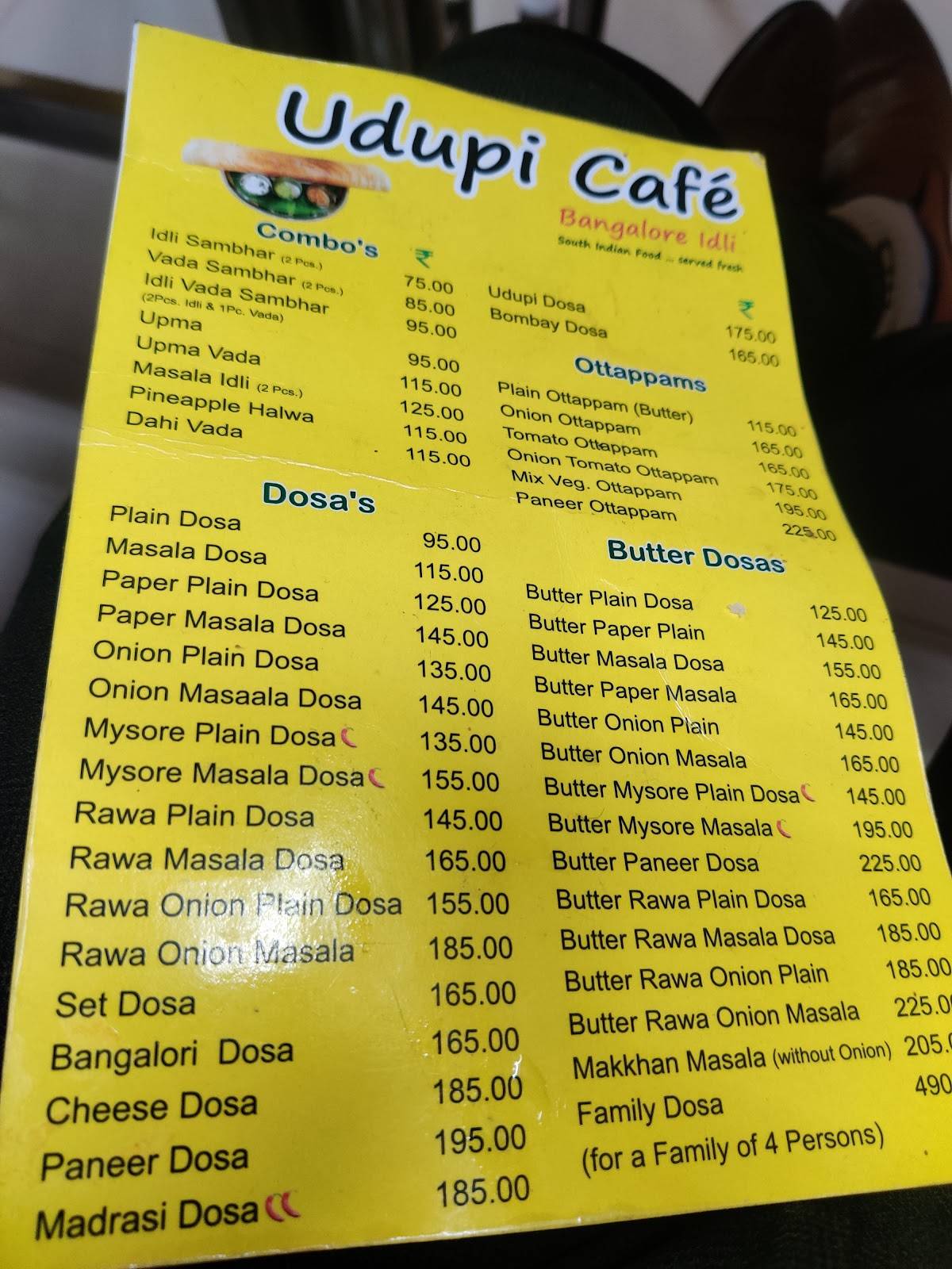Menu at Udupi Cafe Bangalore Idli, Haridwar