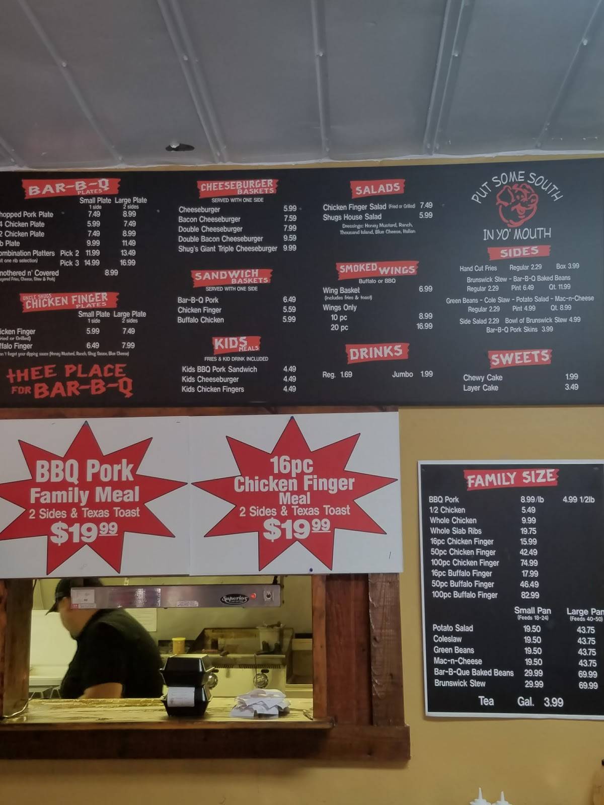 Menu at Uncle Shug’s Bar-B-Q Place, Brooklet