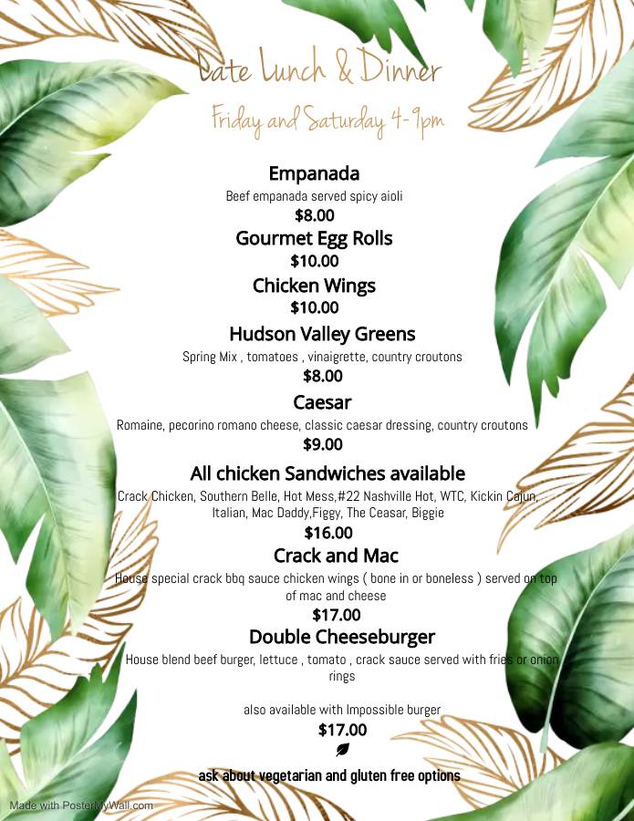 Menu at Urban Fork restaurant, Kingston