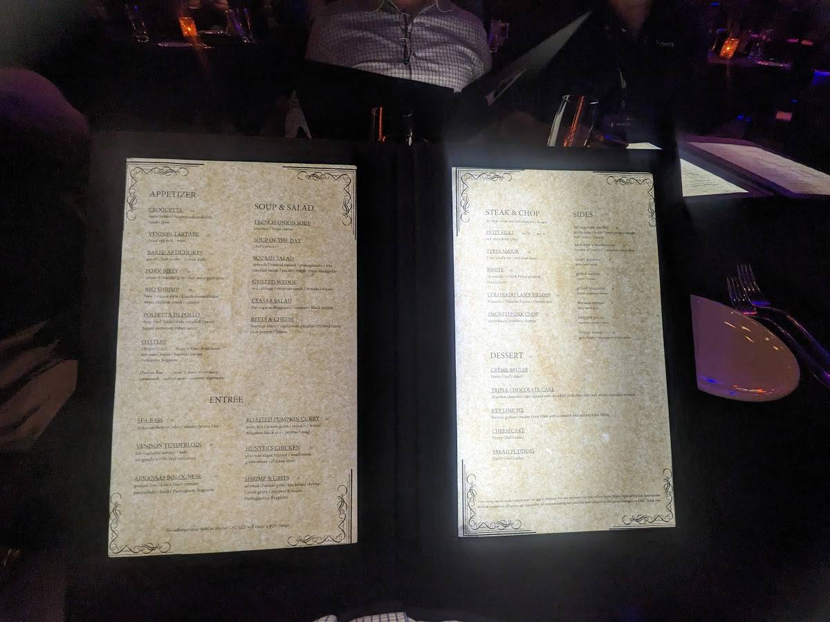 Menu at VAULT restaurant, Hot Springs, 723 Central Ave #100