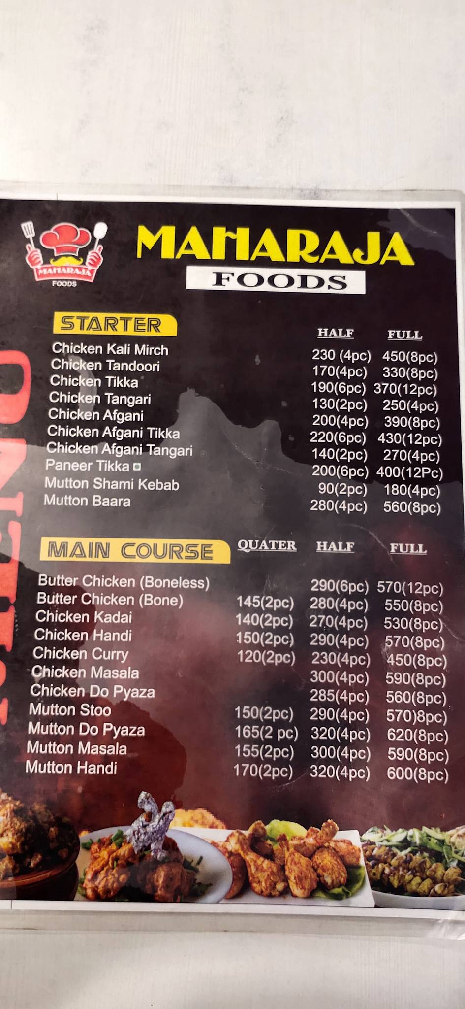 Menu at Maharaja Veg & Non-Veg Foods, Varanasi, B 30/5 A Vikram Bulding ...