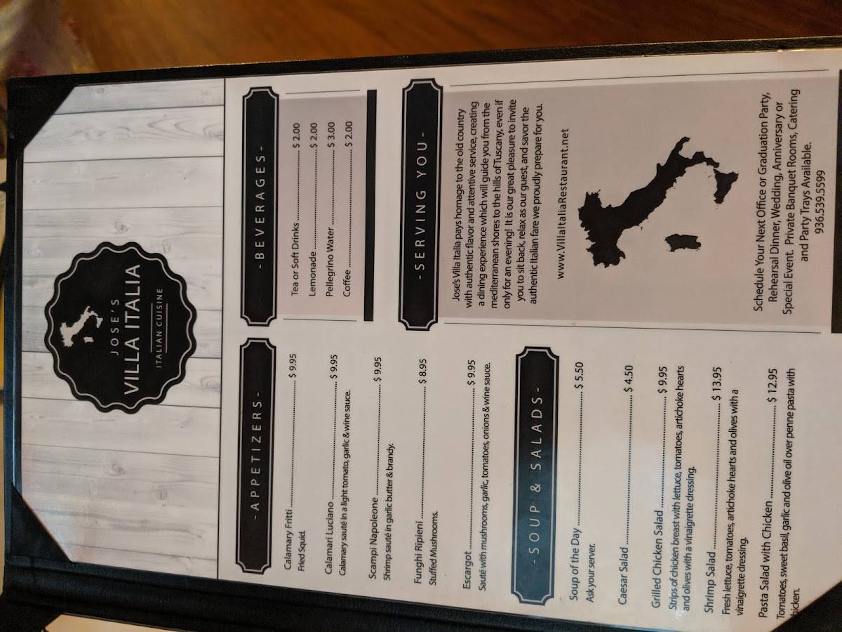Menu at Villa Italia restaurant, Conroe, 603 N Thompson St