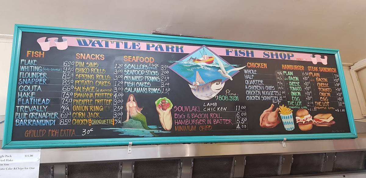 Menu at Wattle Park Fish n Chips fast food, Surrey Hills