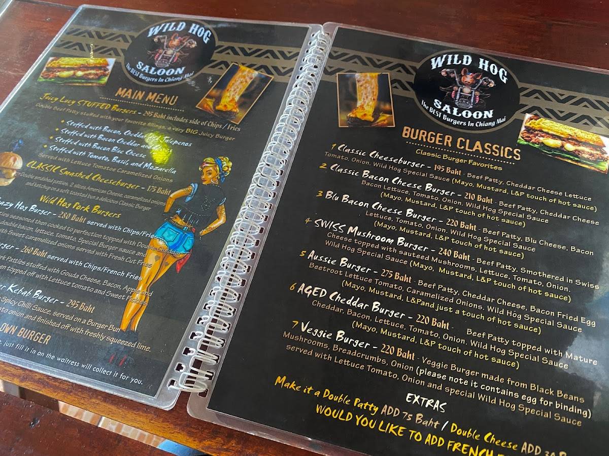 Menu at Wild Hog Saloon Pub and Burger Restaurant, Chiang Mai, 140 Moo 4