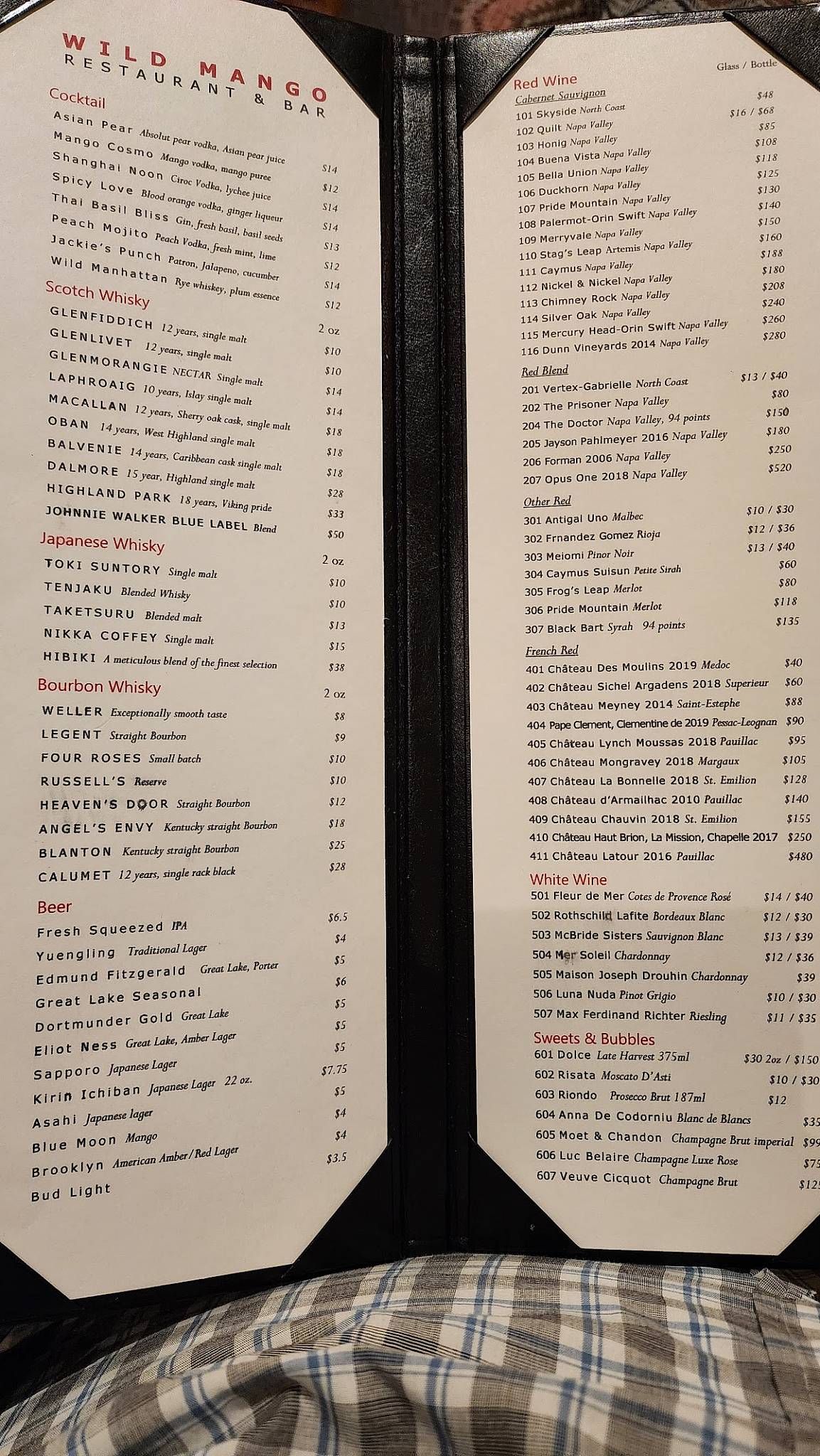 Menu at Wild Mango Restaurant and Bar-Legacy Village, Lyndhurst