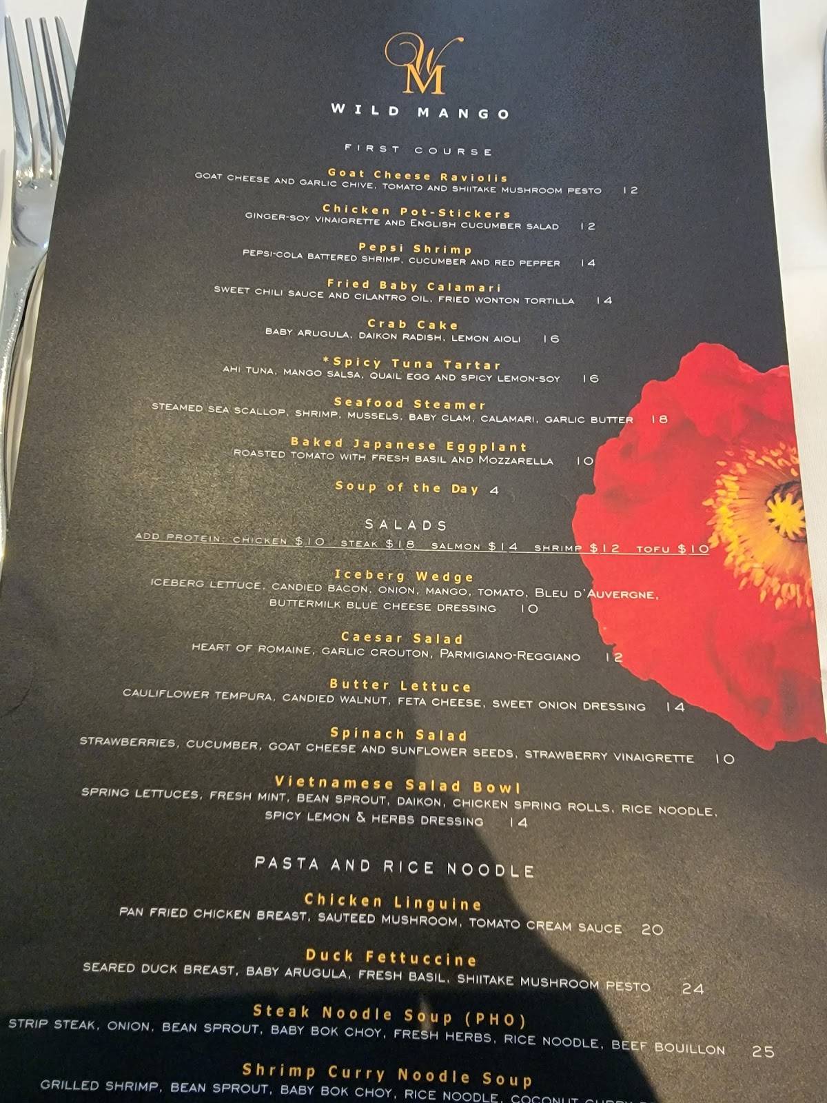 Menu at Wild Mango Restaurant and Bar-Legacy Village, Lyndhurst