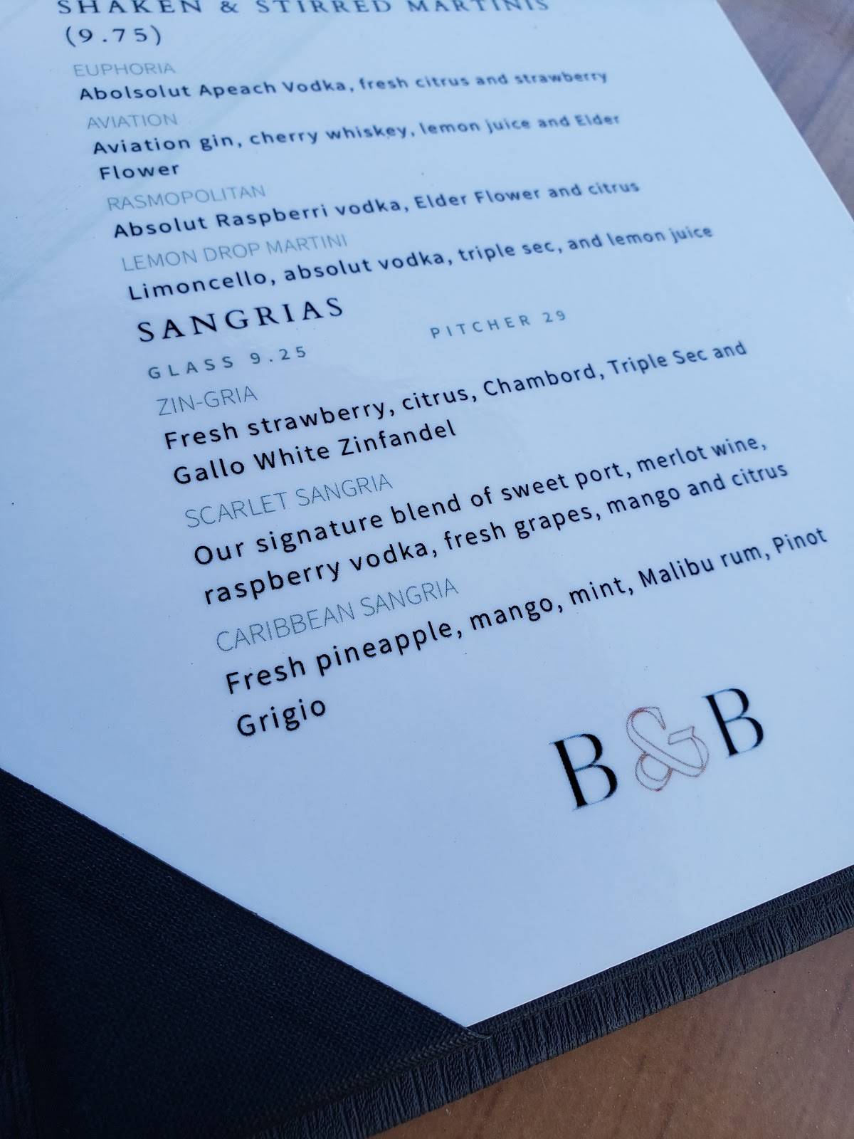 Menu at Block & Blade Restaurant and Bar, Winnipeg