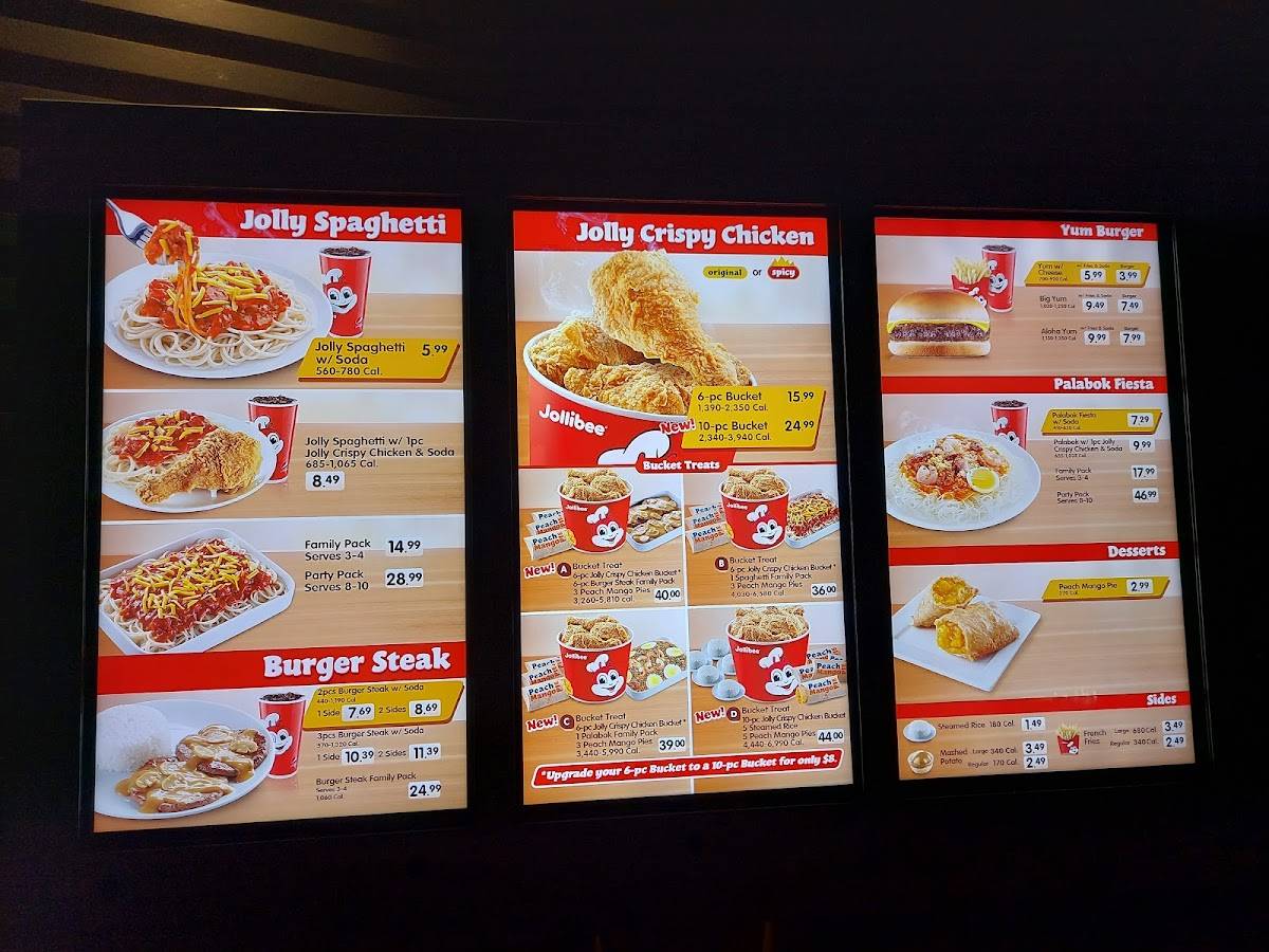 Menu at Jollibee fast food, Winnipeg, Ellice Ave