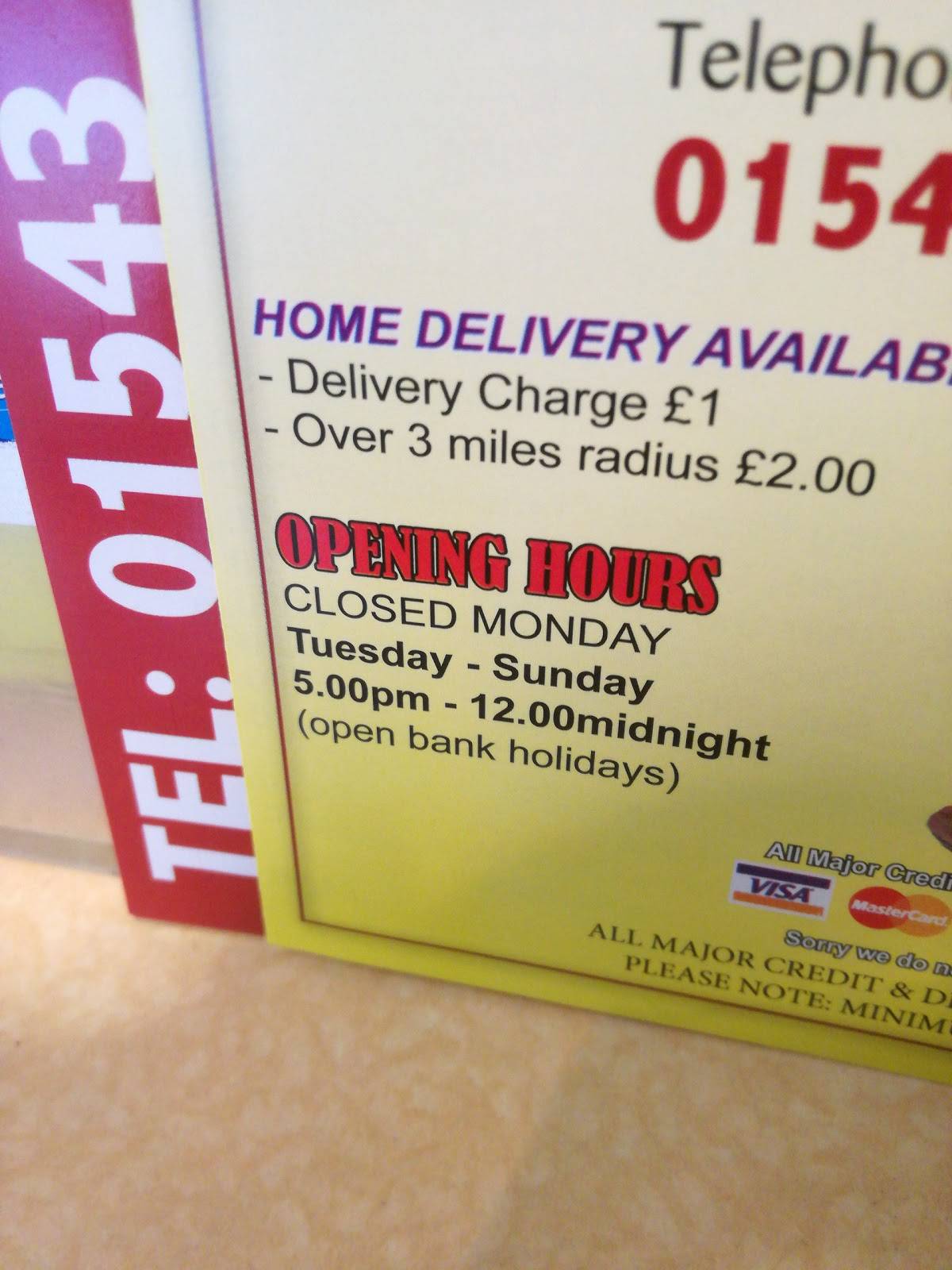 Menu at Wood House fast food, Walsall