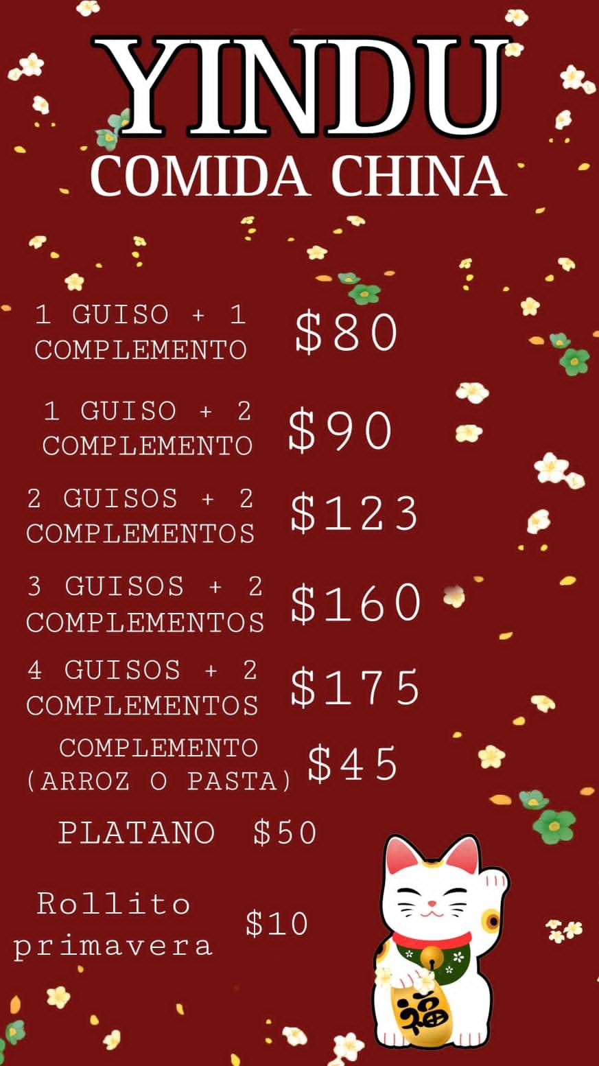 Carta del restaurante YINDU COMIDA CHINA, Merida