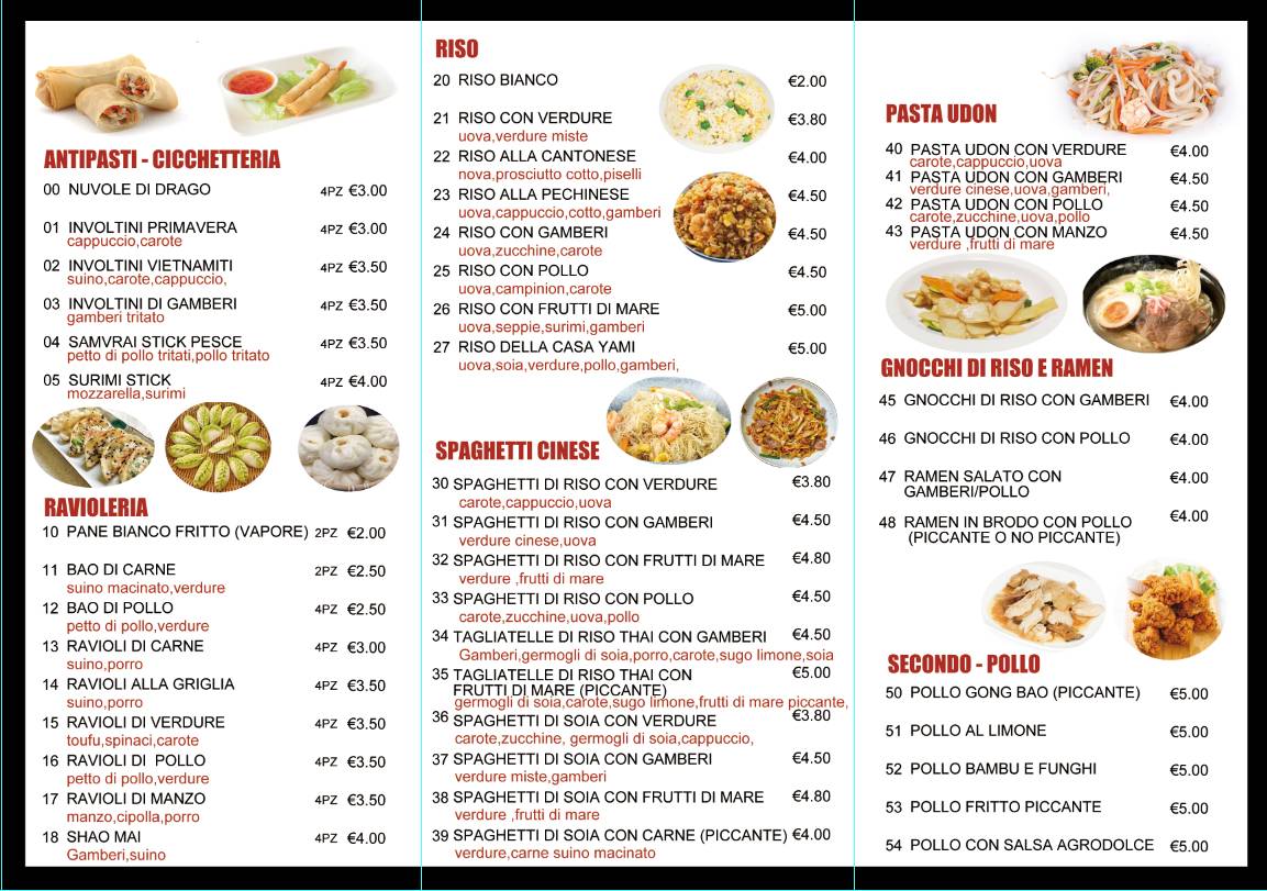 Menu da Yami rosticceria cinese ristorante, Padova