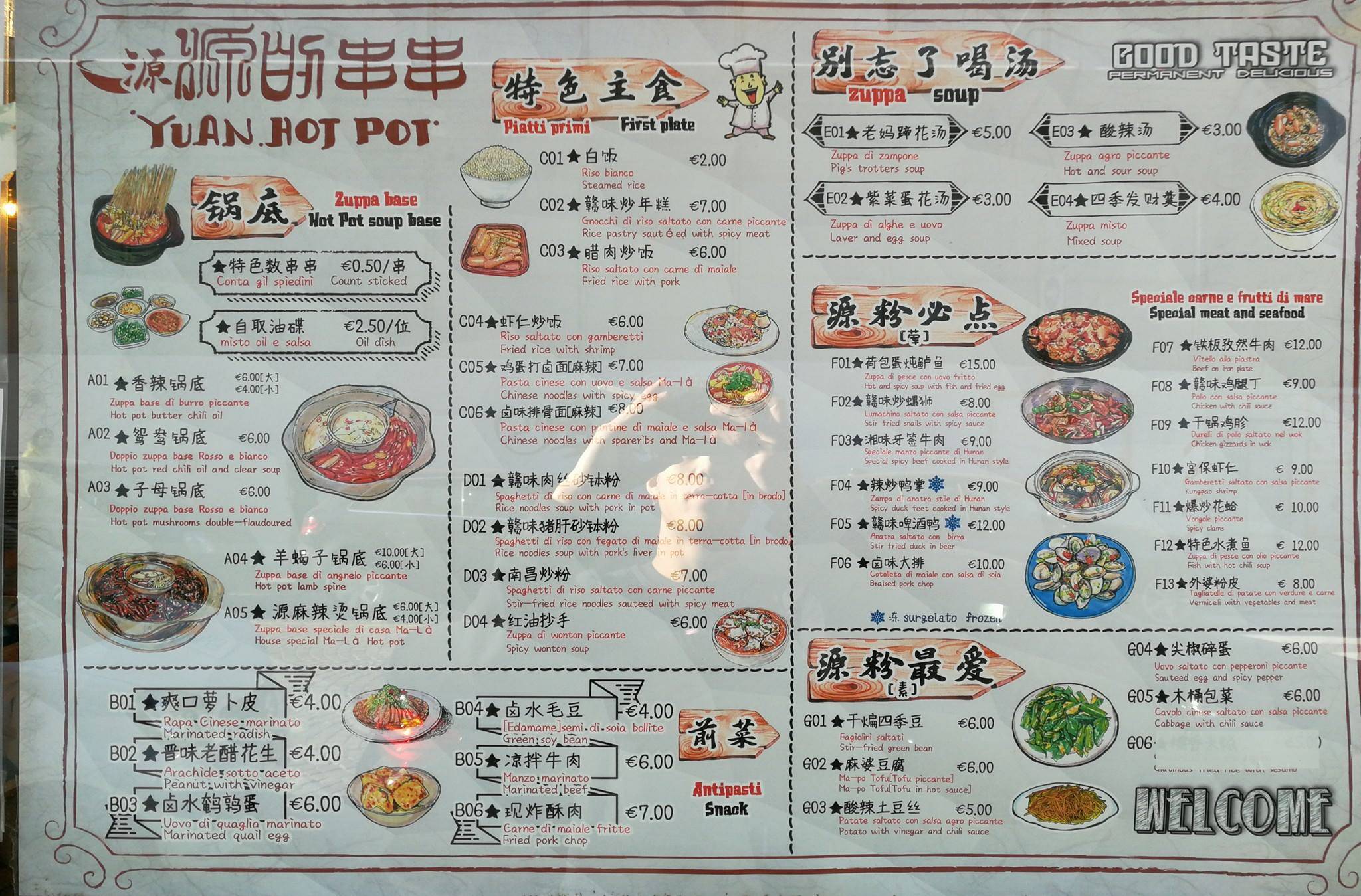 Menu da Yuan Hotpot ristorante, Milano