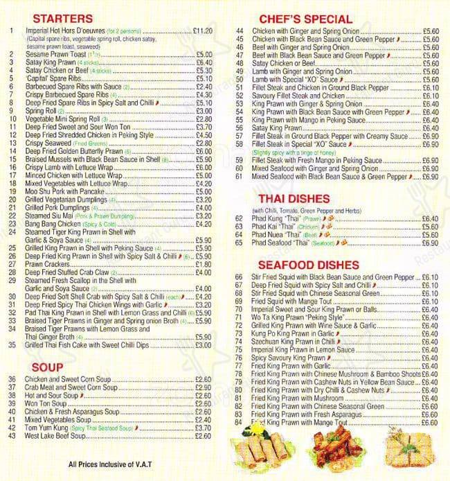 Menu at Yum Yum Sunbury restaurant, Sunbury-on-Thames