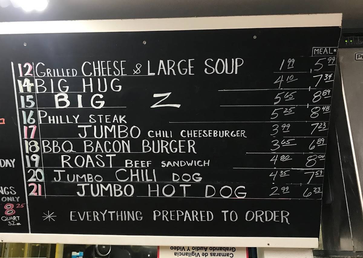 Menu at Zesto Drive IN fast food, Evansville, 102 W Franklin St