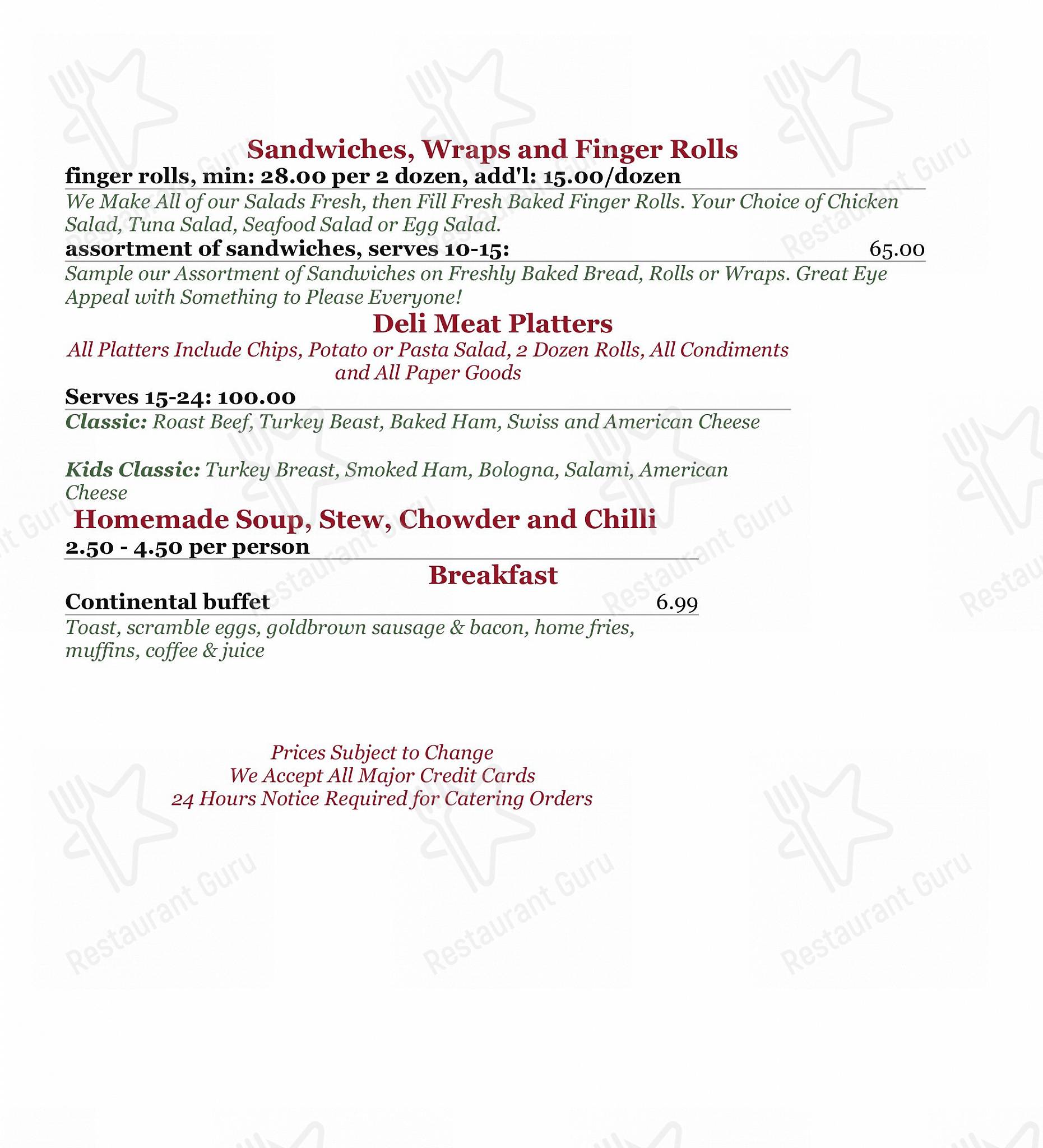 Menu at Zesto's Deli & Pizzeria, Plymouth