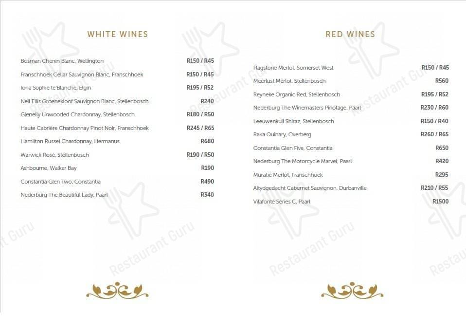 Menu at Asoka Restaurant, Bar and Lounge, Cape Town