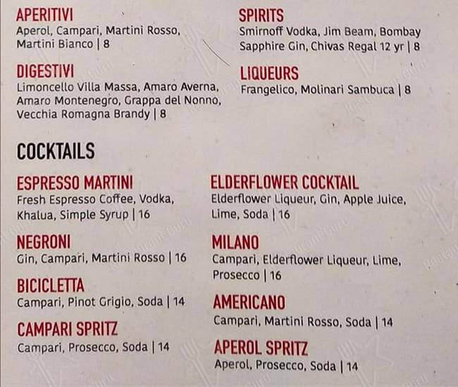 Menu at Tiamo restaurant, Carlton