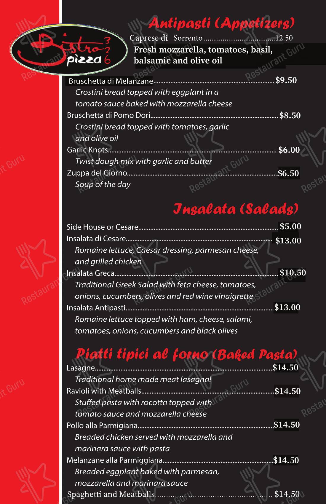 Menu at Arabellas restaurant, Winter Haven