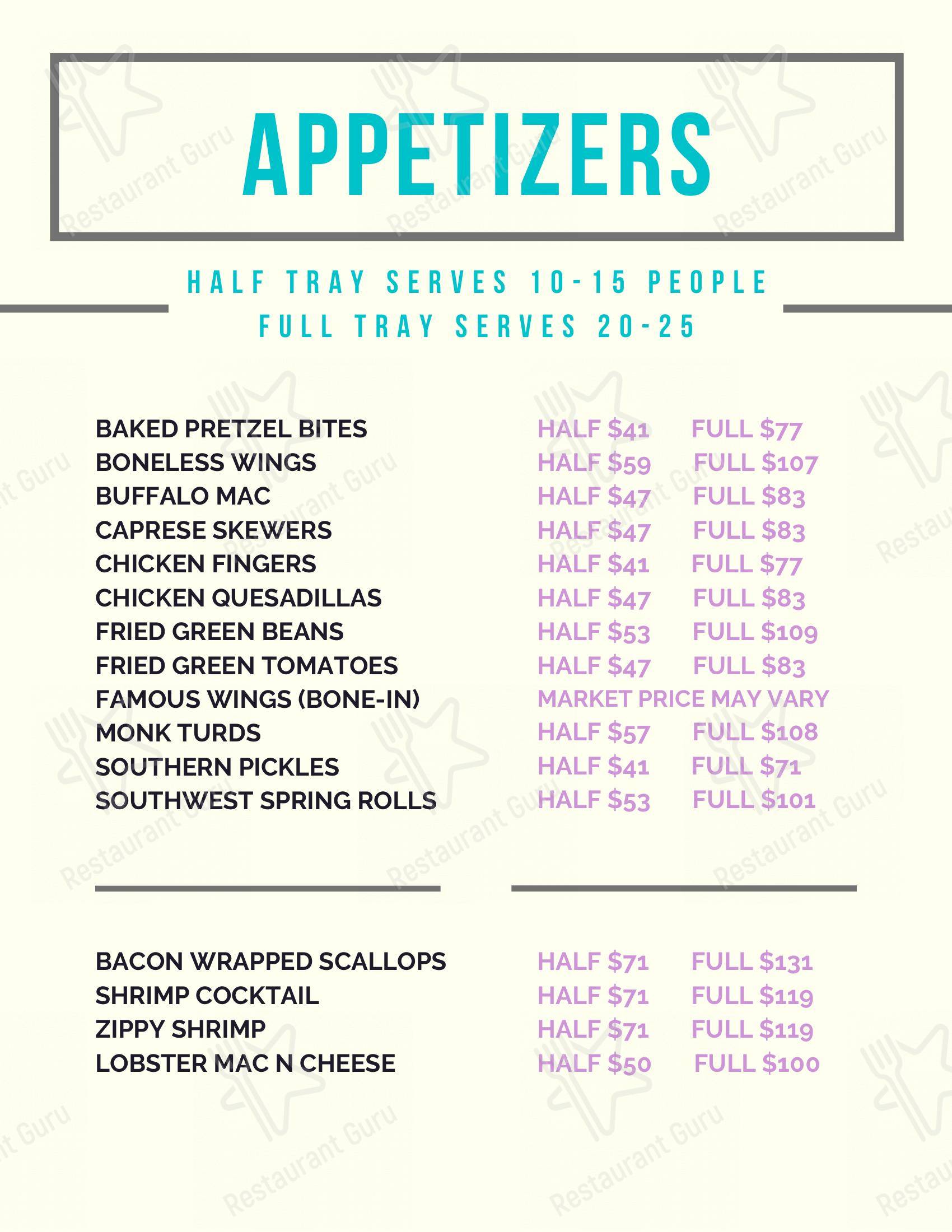 Menu at The Grumpy Monk Broadway restaurant, Myrtle Beach
