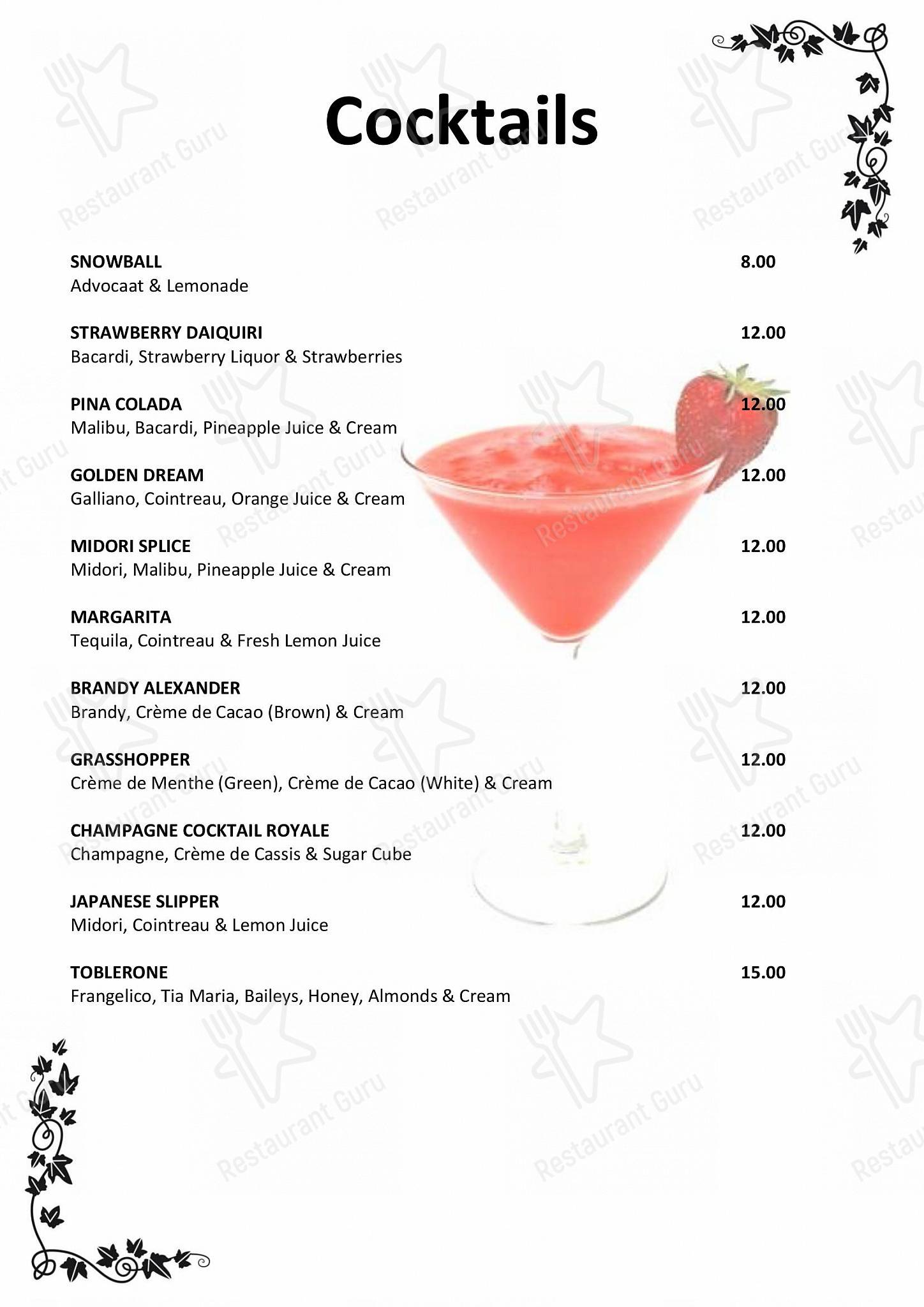 Menu at Natalie's Restaurant & BAR, Mitcham