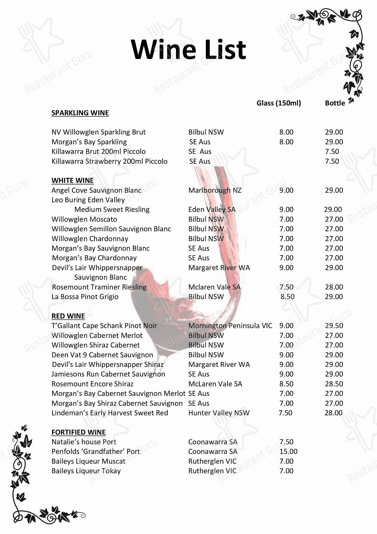 Menu at Natalie's Restaurant & BAR, Mitcham
