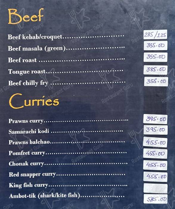 Menu at Bhatti Village Family Bar & Restaurant -- Best Goan Rrestaurant ...