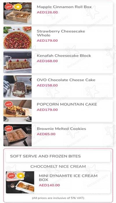 Menu at CHOCOMELT DUBAI MALL cafe, Dubai, Dubai Mall