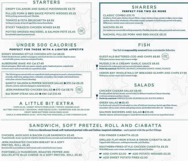 Menu at Elmbridge - Weybridge pub & bar, Weybridge