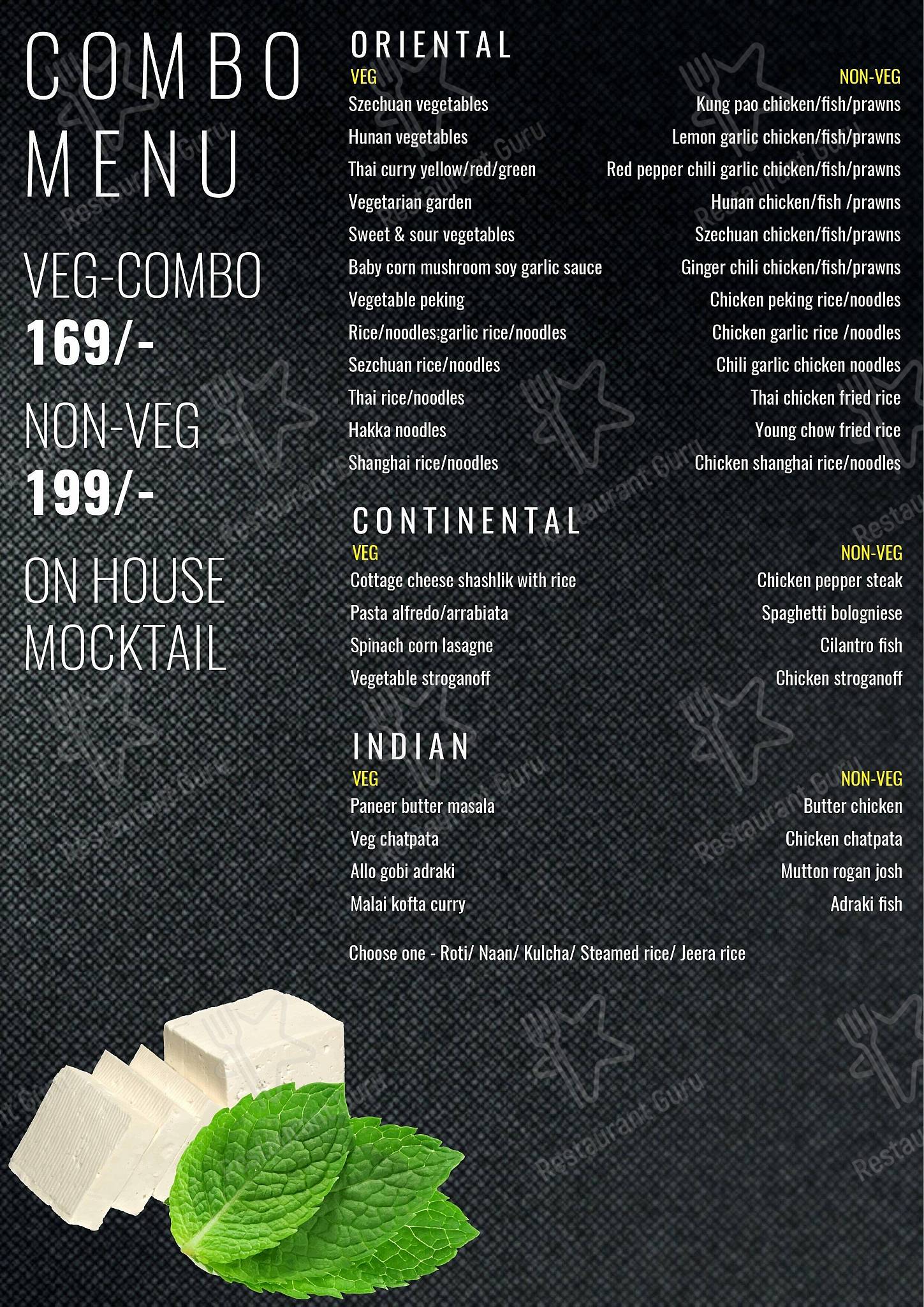 Menu at OJ’s Club, Hyderabad