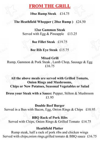 Menu at The Heathfield Inn pub & bar, Honiton
