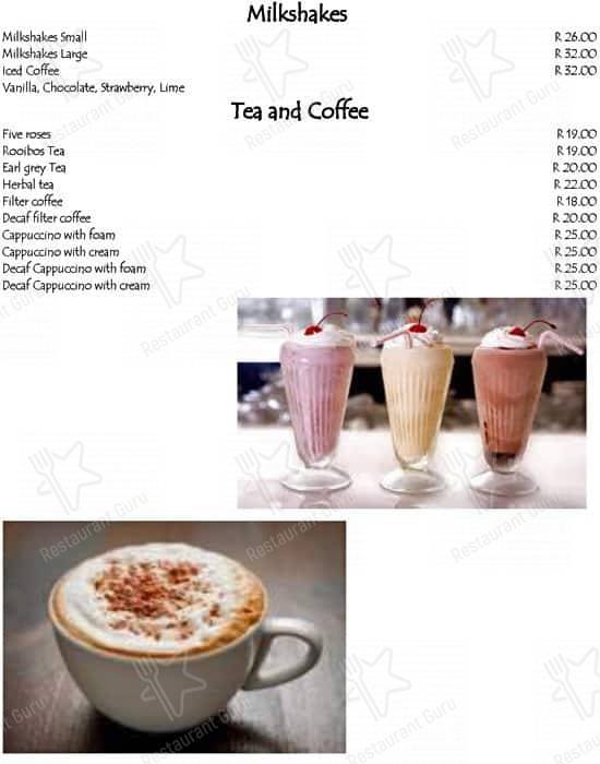 Menu at Cradle Moon Lakeside Game Lodge restaurant, Roodepoort