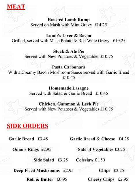 Menu at The Heathfield Inn pub & bar, Honiton