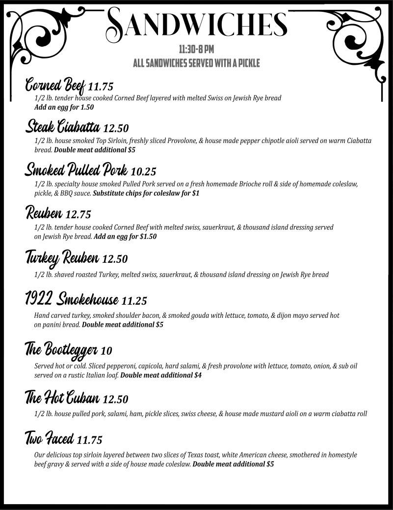 Menu at 1922 Coffee And Brew pub & bar, Painesville