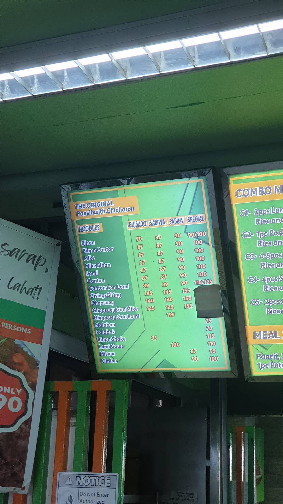 Menu at Ado's Panciteria restaurant, Pasig, 126 R. Jabson Street