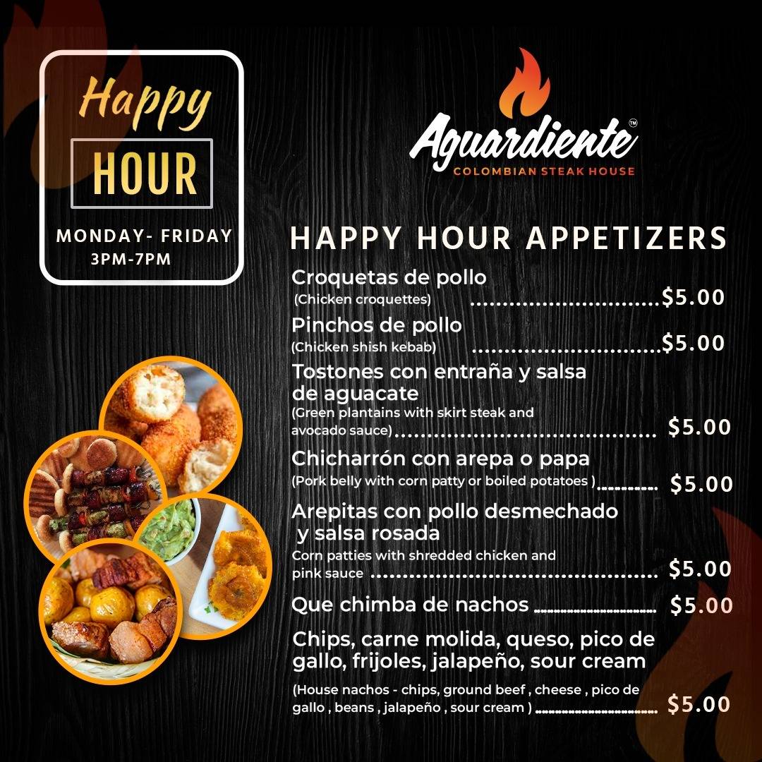 Menu at Aguardiente Colombian Steak House steakhouse, Orlando